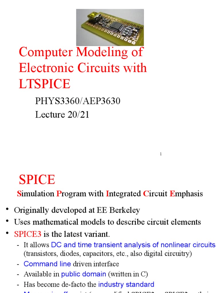 Introduction to Computer Modeling of Electronic Circuits Using LTSPICE | PDF | Spice ...