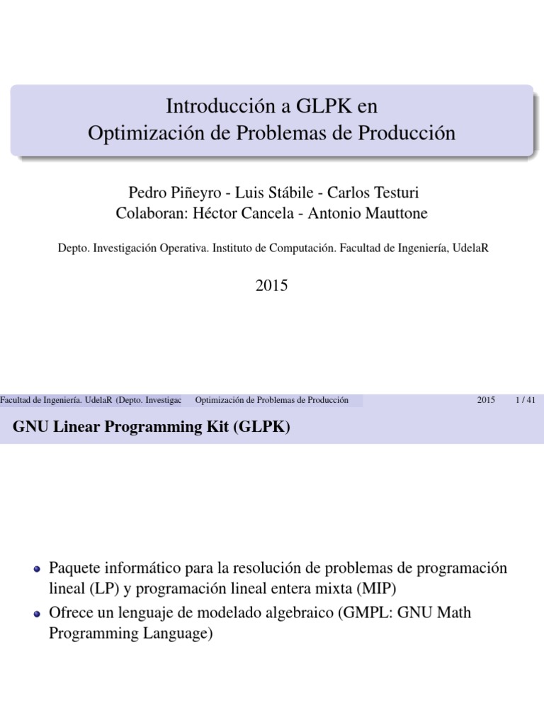 GLPK | PDF | Optimización Matemática | Inventario