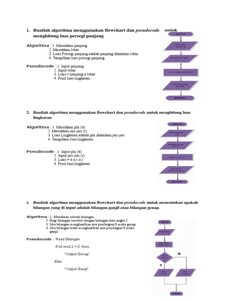 Buatlah Algoritma Menggunakan Flowchart Dan Pseudocode | PDF