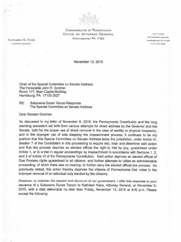 Kathleen Kane Subpoena Response | PDF | Federal Trade Commission ...