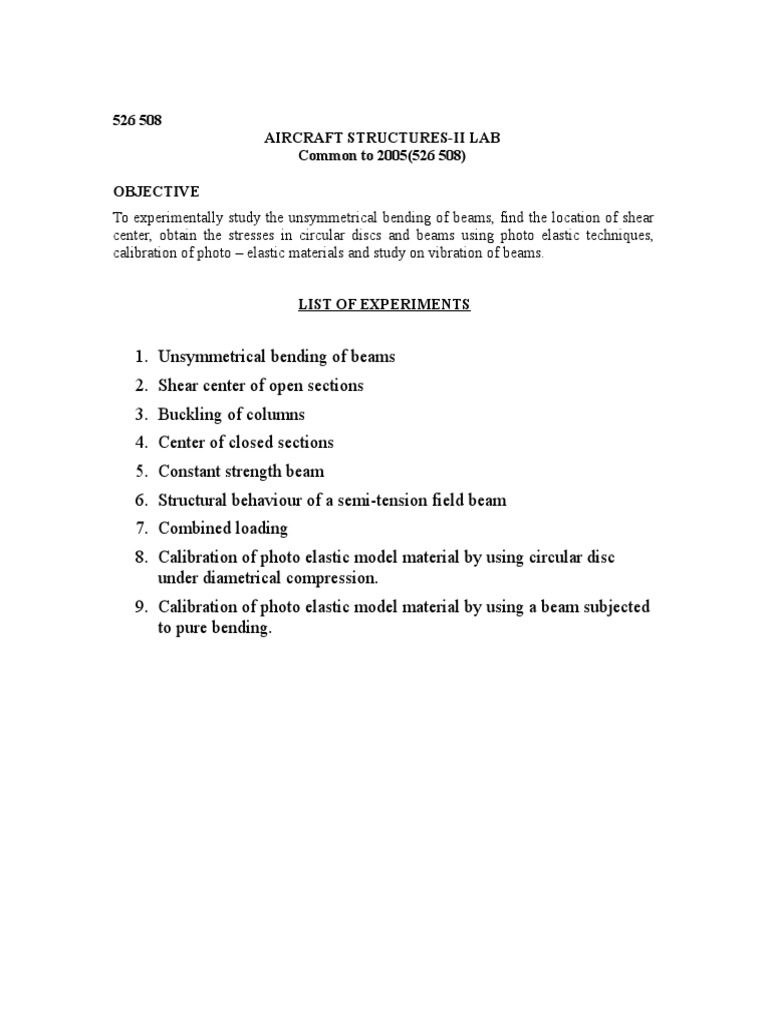 Aircraft Structures II Lab | PDF | Bending | Beam (Structure)