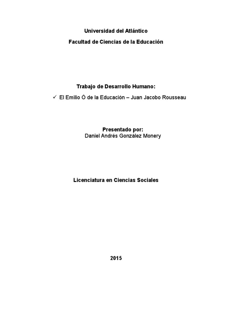 El Emilio o de La Educación - Rousseau | PDF | Emile, o sobre educación ...