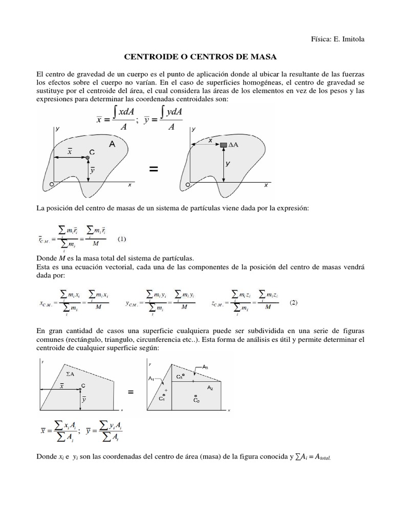 Centros de Masa y Centroides | Integral | Sistema coordinado