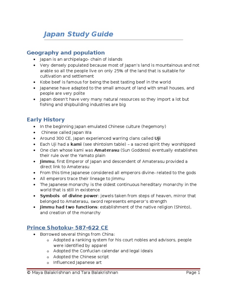Japan Study Guide: Geography and Population | PDF | Samurai | Shogun