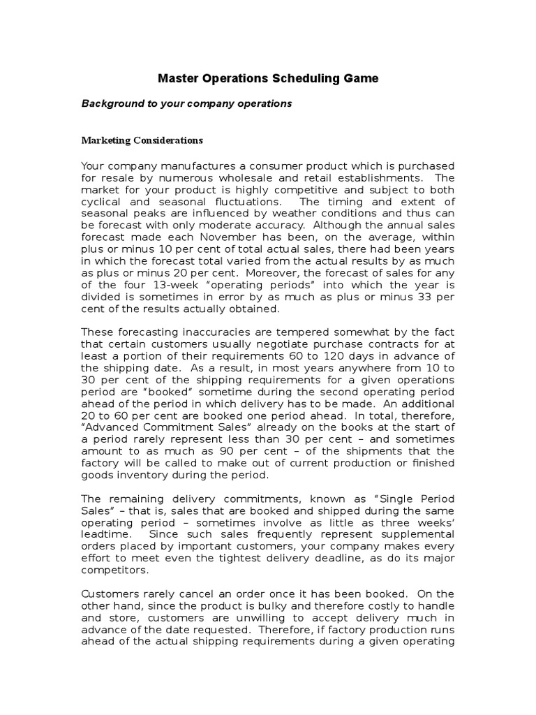 MOS Game | PDF | Inventory | Forecasting