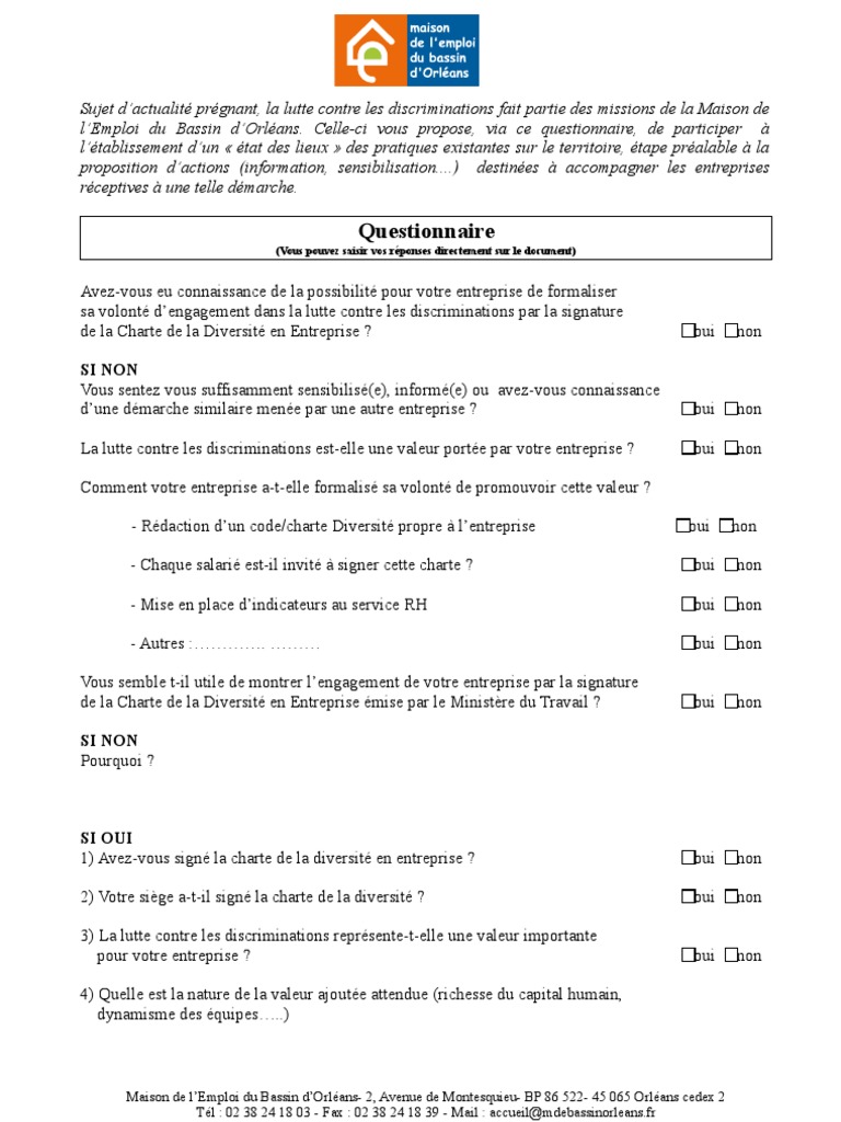 Questionnaire Lutte Contre Les Discriminations | PDF | La ...