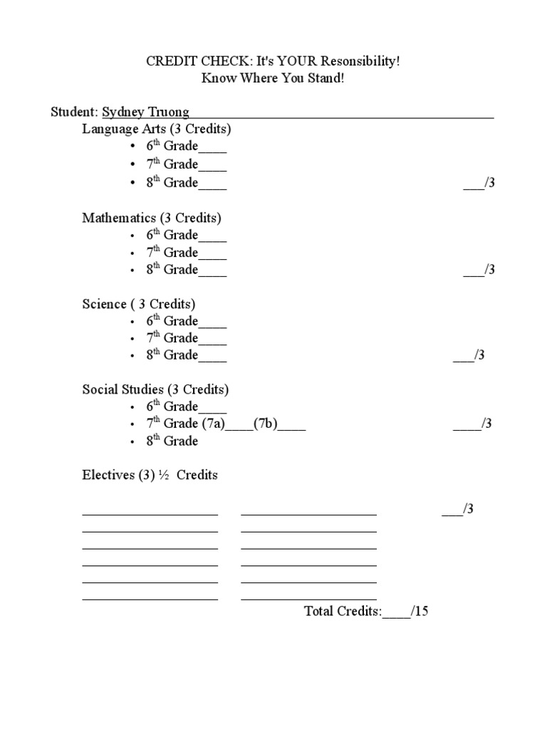 Student Credit Check Overview | PDF | Career & Growth