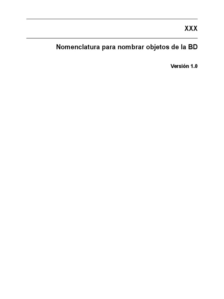 Nomenclatura para Nombrar Objetos de La Base de Datos | PDF | Tabla (base de datos) | Taxonomía ...