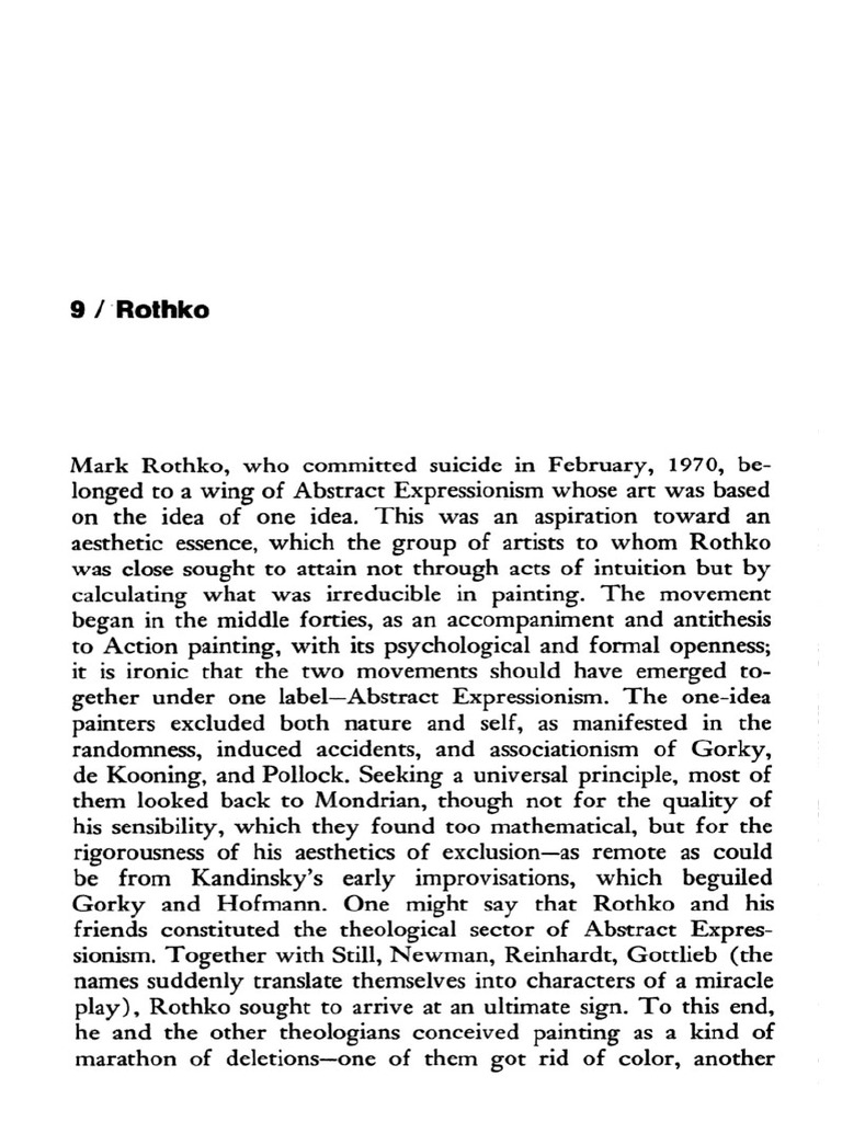 Harold Rosenberg - Rothko (1970) | PDF