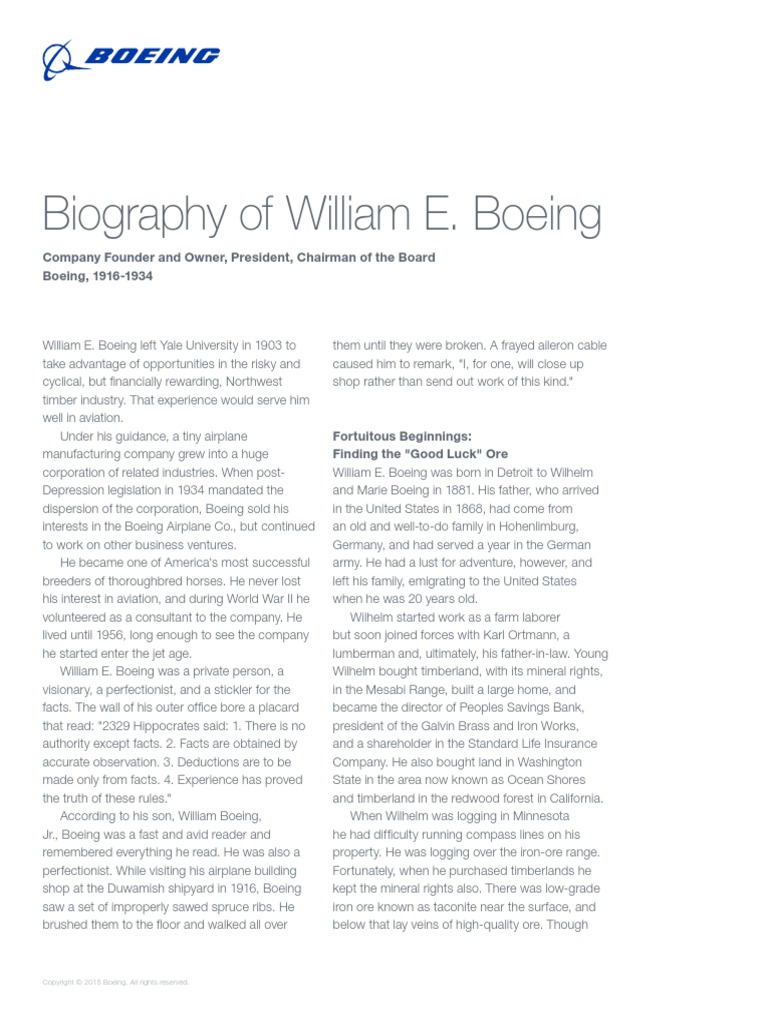 William e Boeing Biography | Boeing | Aviation