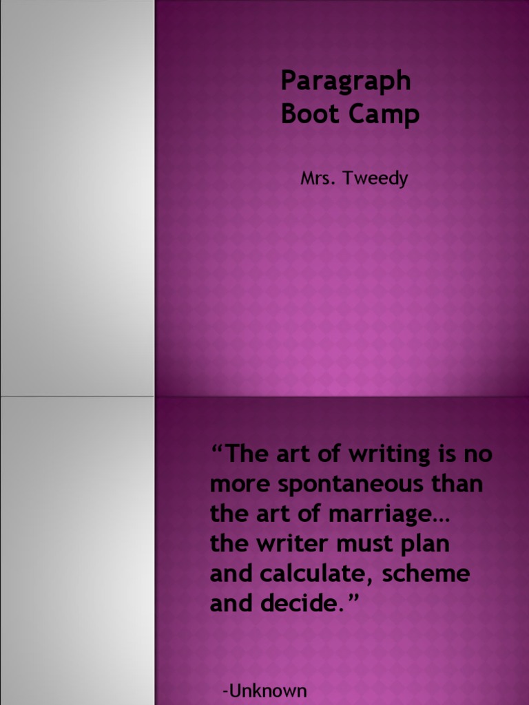 Paragraph Boot Camp: Mrs. Tweedy | PDF