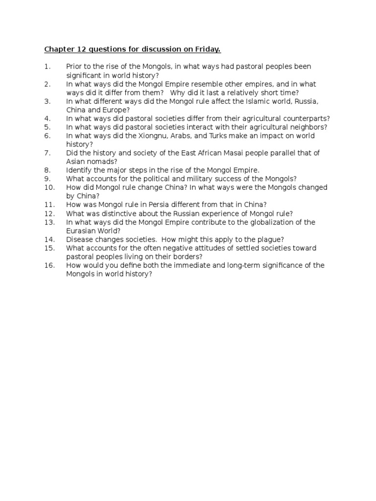 Chapter 12 Questions | PDF | Social Science | History