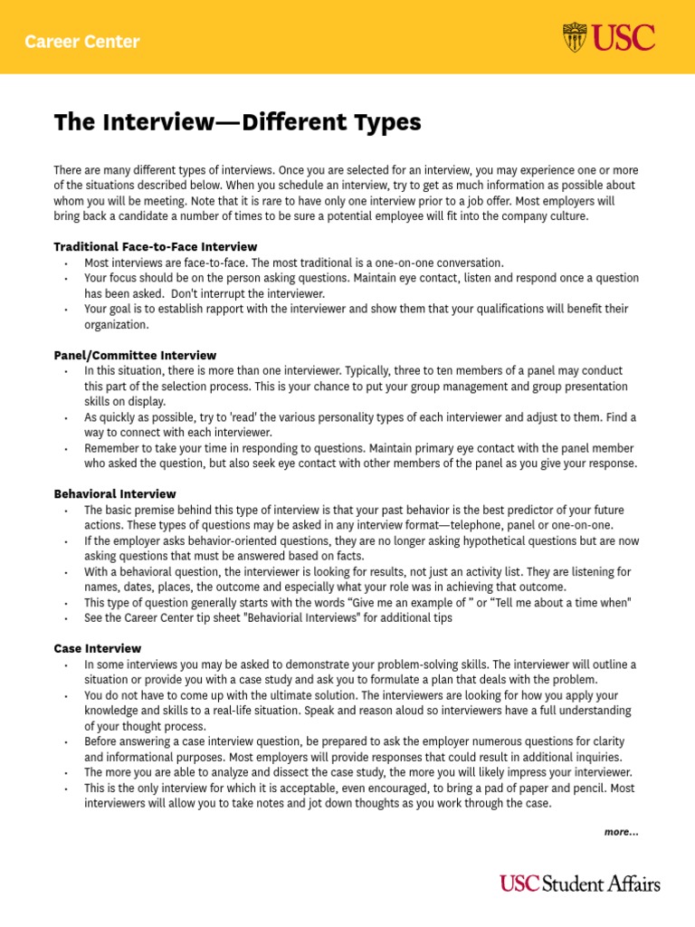 Interview Different Types | PDF | Interview | Question