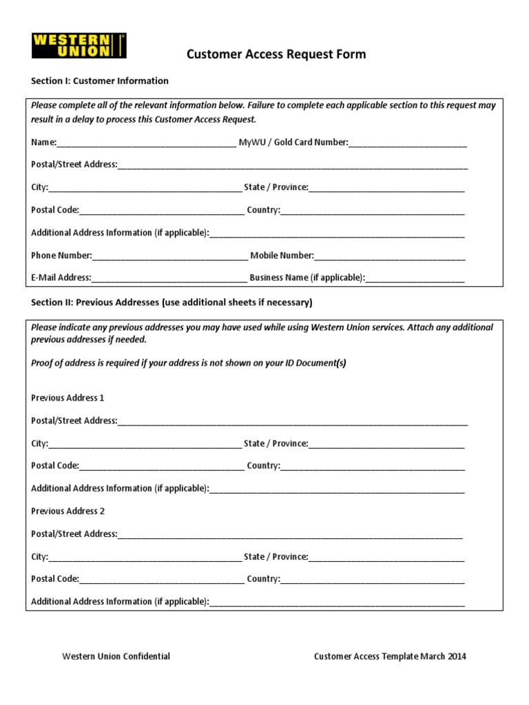 Customer Access Request Form