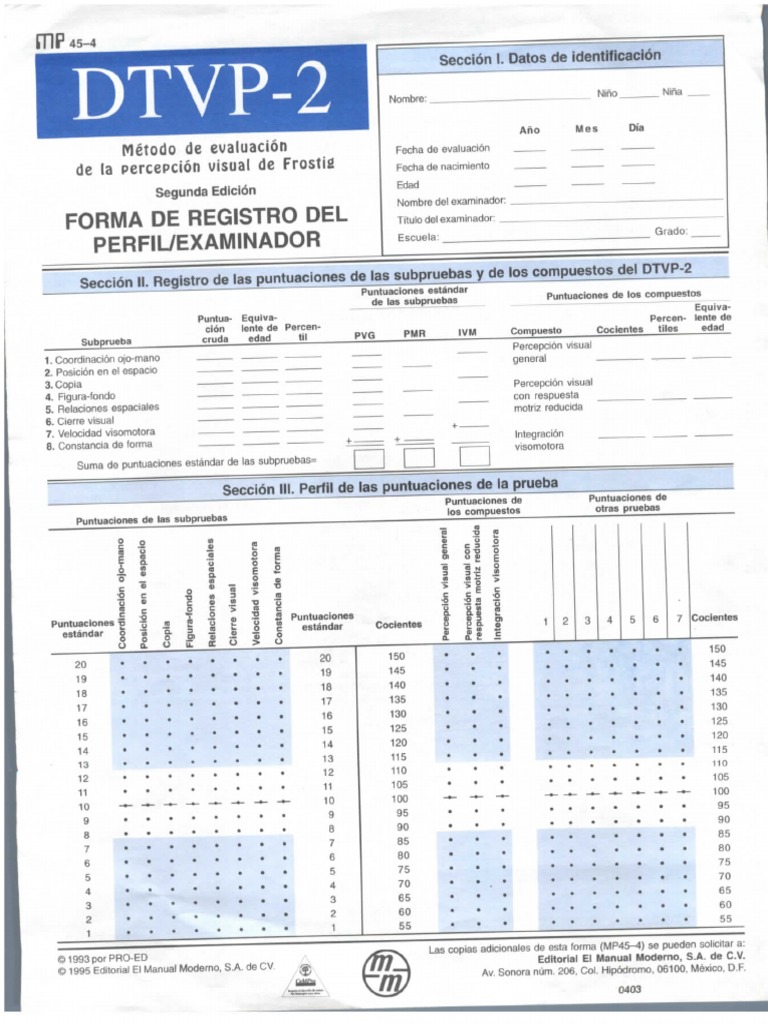 Protocolo DTVP-2 | Métodos de evaluación | Recopilación de datos