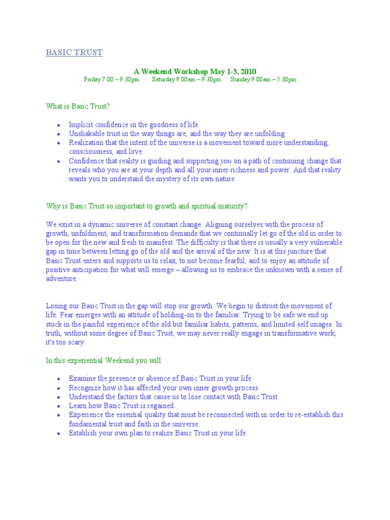 Basic Trust | PDF | Mental Processes | Cognition