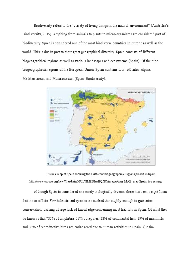 Spain and Biodiversity | PDF | Biogeography | Biodiversity