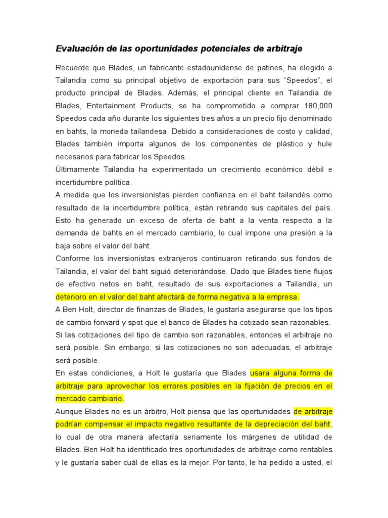 Finanzas Internacionales Caso 7 | PDF | Arbitraje | Tailandia