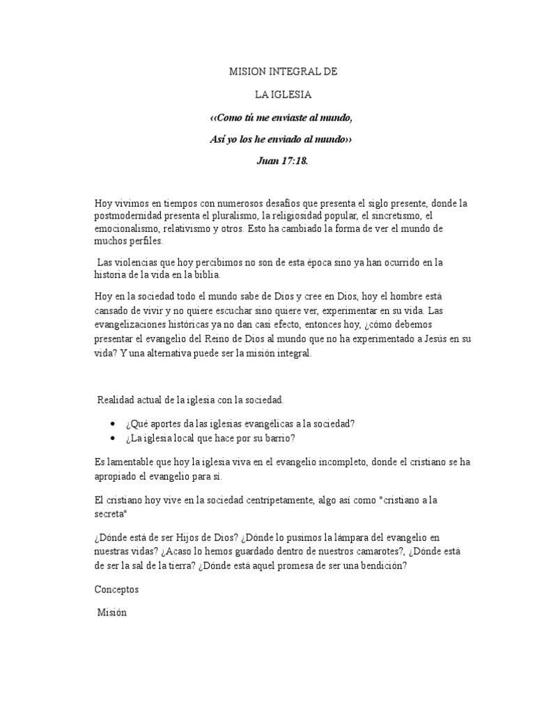 Misión Integral | PDF | Jesús | Amor