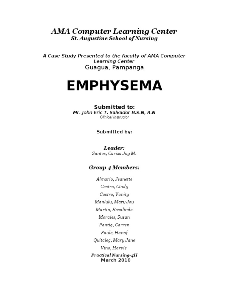 Emphysema Case Study in Nursing | PDF | Self-Improvement | Wellness