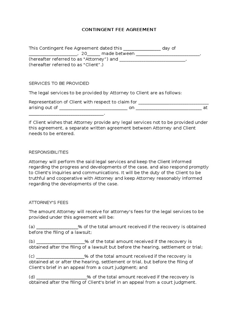 Contigency Fee Agreement | PDF | Attorney's Fee | Lawsuit
