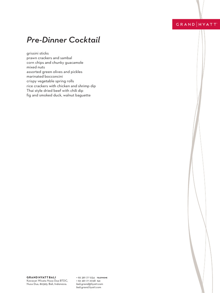 Wedding Menus at Grand Hyatt Bali | PDF | Pickling | Salad