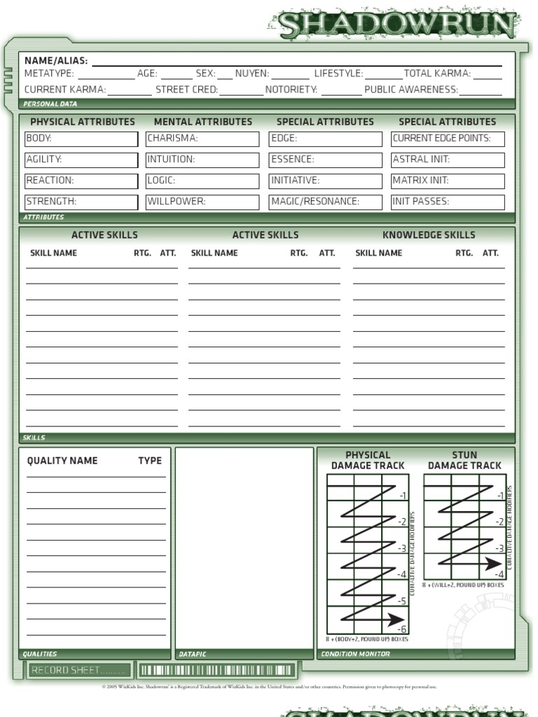 Charactor Sheet Official | PDF | Leisure