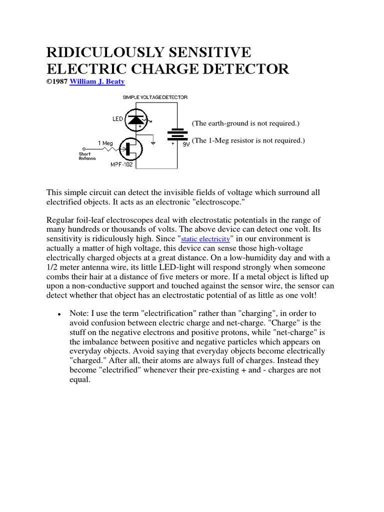 Ridiculously Sensitive Electric Charge Detector | PDF | Electric Charge ...