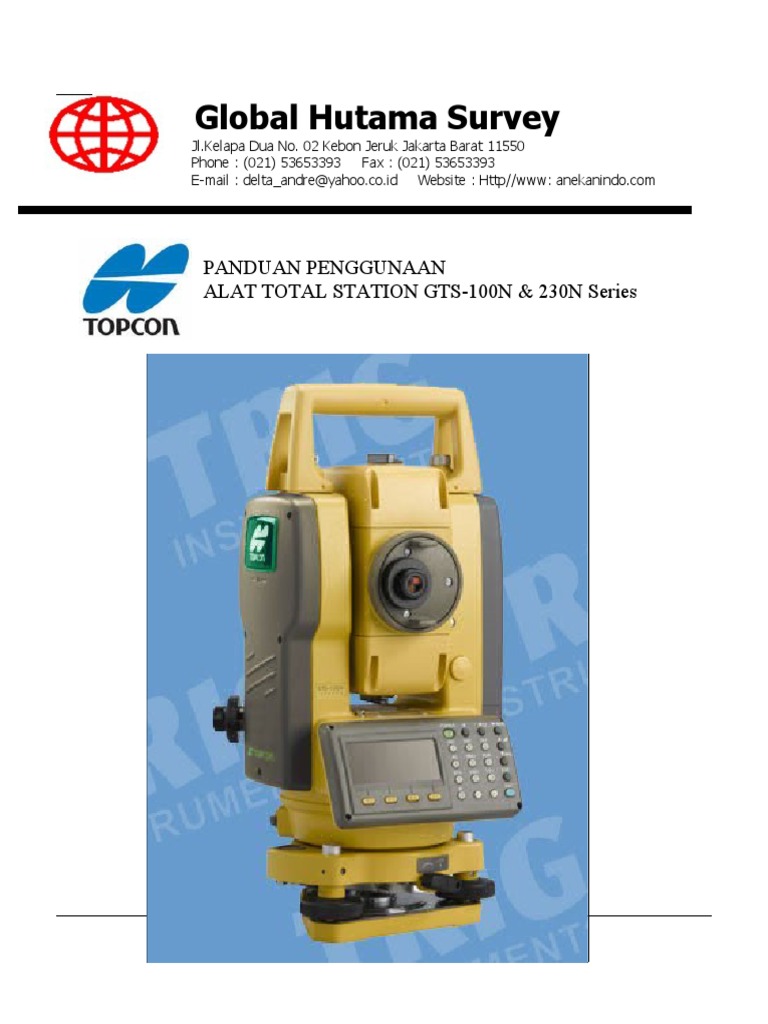 Topcon Gts 820A Manual | Instruction d’utilisation Topcon GTS-823A – MJYUN
