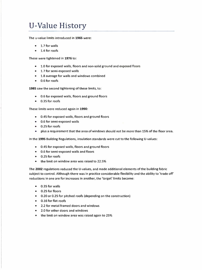 U-Value Regulations Timeline and Changes | PDF | Home & Garden ...