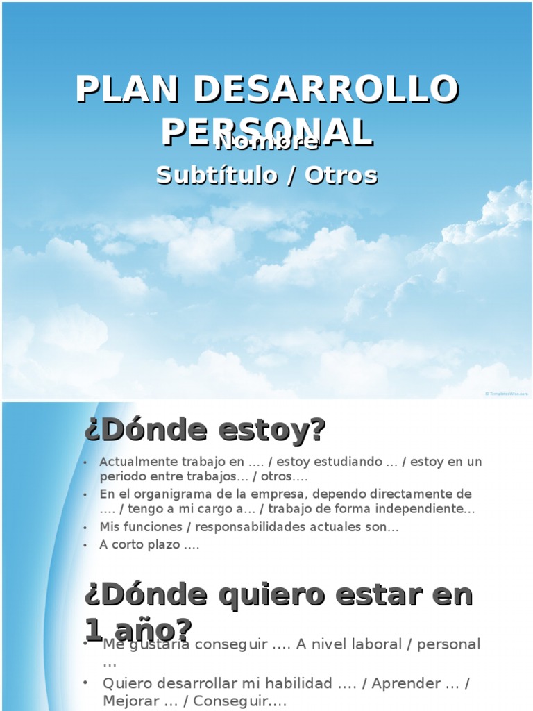 Plan de Desarrollo Personal | PDF | Desarrollo personal | Cognición