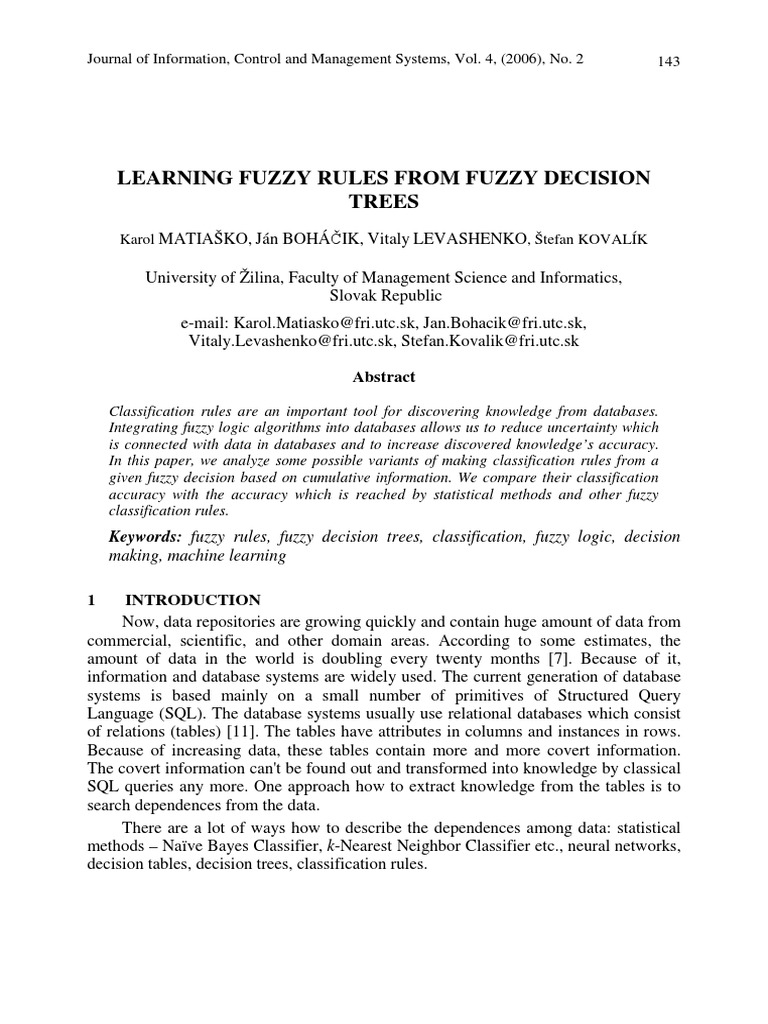 Fuzzy Decision Tree | PDF | Fuzzy Logic | Statistical Classification