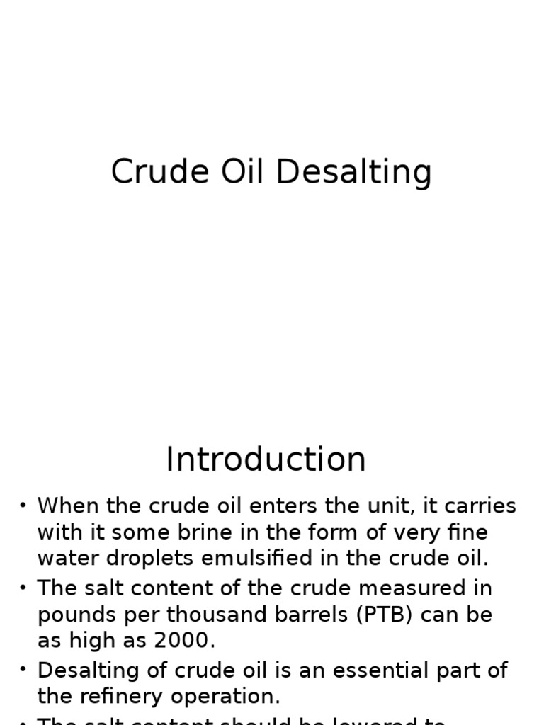 Crude Oil Desalting | PDF | Emulsion | Sodium Chloride