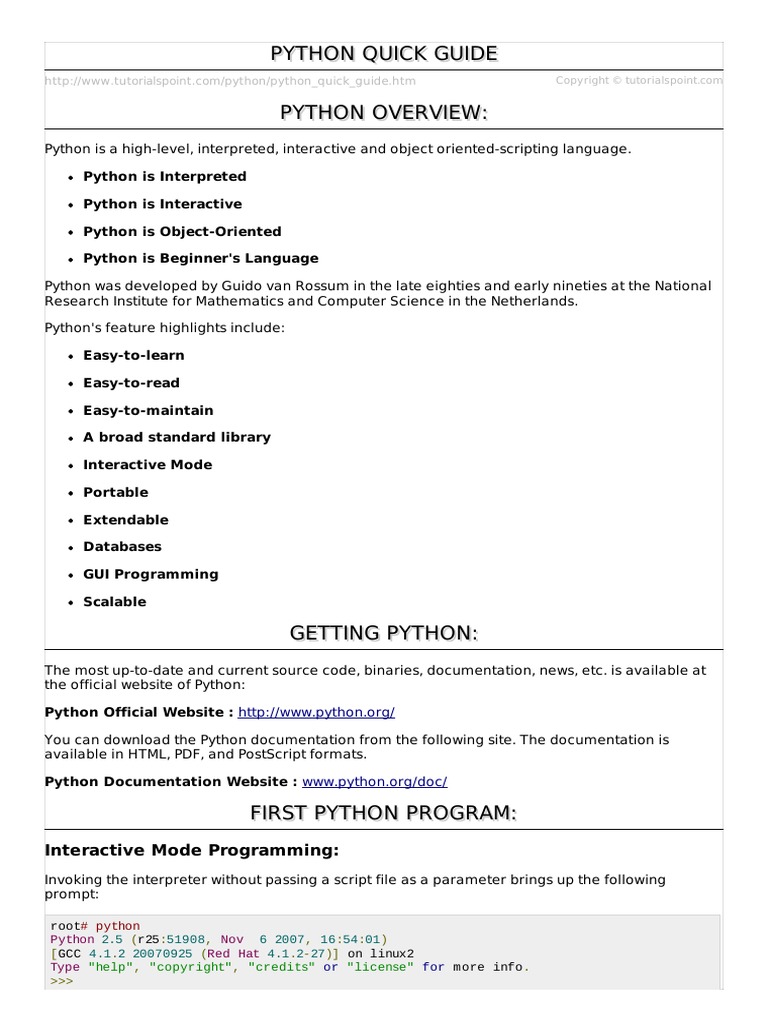 Python Quick Guide | Download Free PDF | Control Flow | Parameter (Computer Programming)