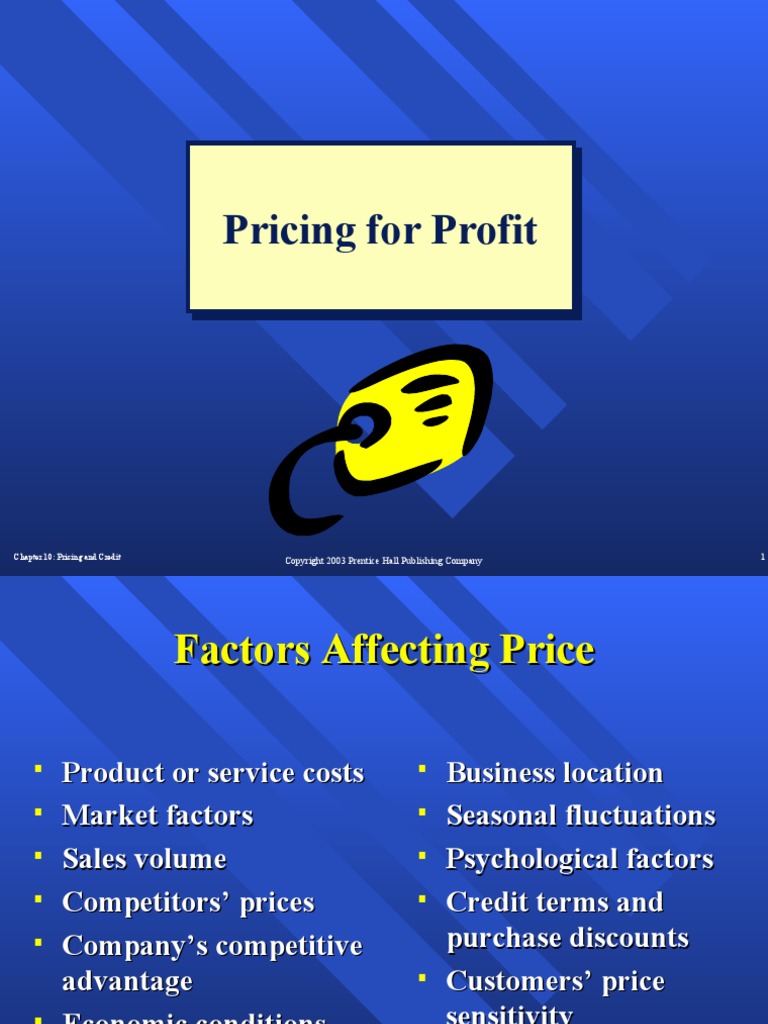 Pricing For Profit Pricing For Profit: Chapter 10: Pricing and Credit 1 ...