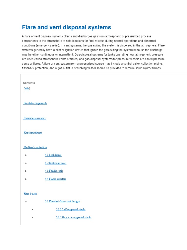 Flare and Vent Disposal Systems | PDF | Gases | Chimney