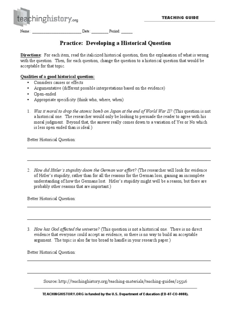 Historical Question Crafting Guide | PDF | Epistemology | Truth