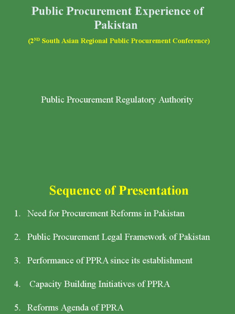 Pakistan PPRA Presentation 2014 | Pakistan | Government
