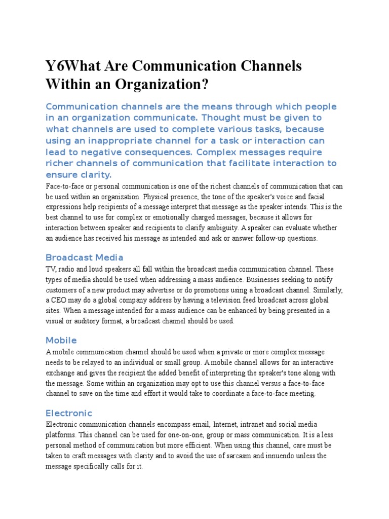 What Are Communication Channels Within An Organization | PDF ...