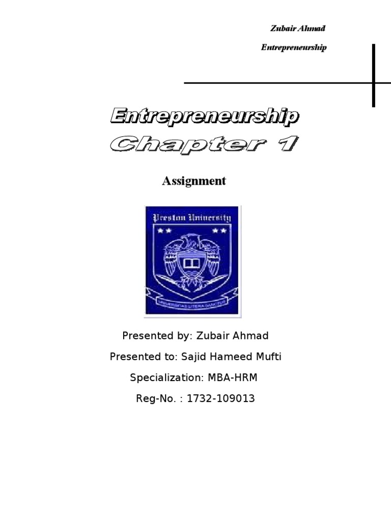 Entrepreneurship Assignment | Entrepreneurship | Business