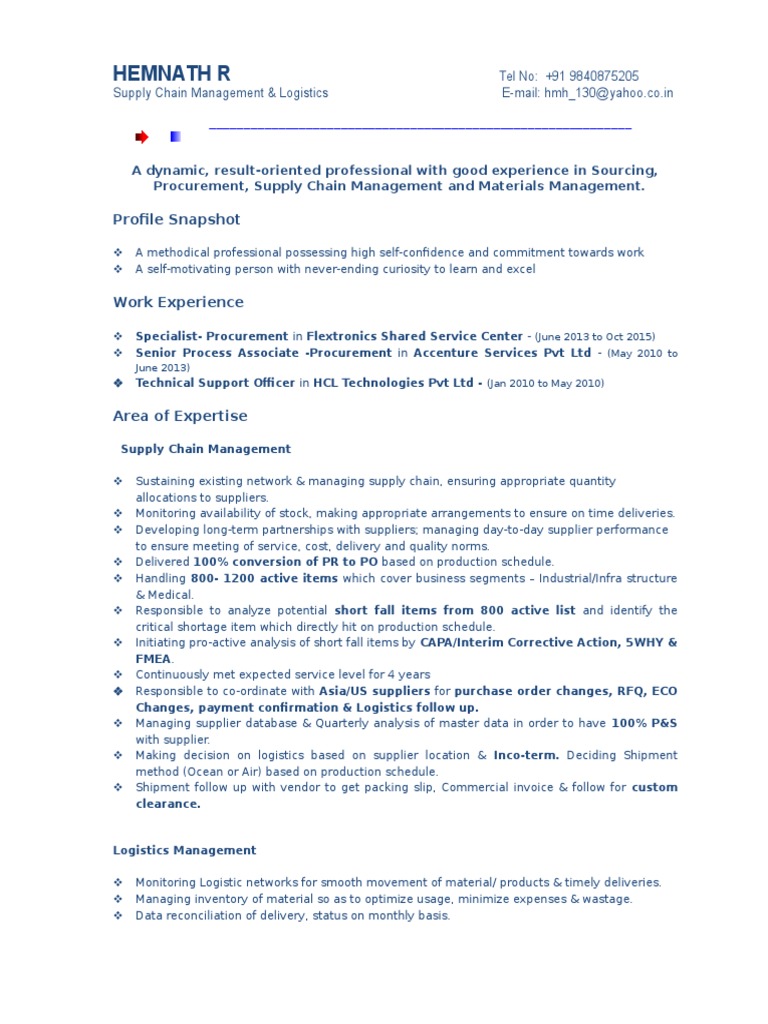 Sample Procurement / Buyer Resume | PDF | Logistics | Supply Chain