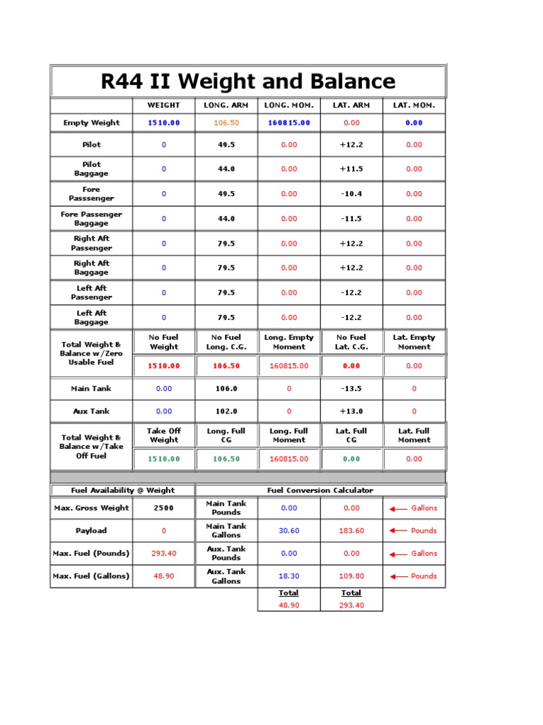 Weight and Balance R22 - R44 | PDF | Aerospace | Aircraft