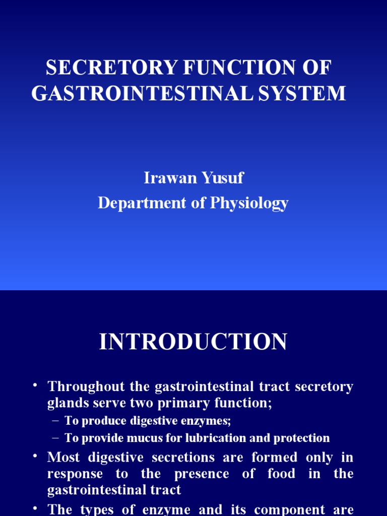 Secretory Function of Gastrointestinal System | PDF | Saliva | Pancreas