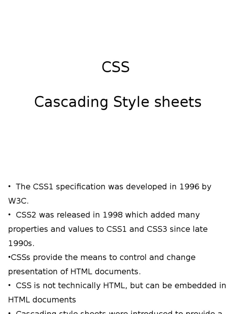 An In-Depth Exploration of Cascading Style Sheets (CSS) | PDF | Cascading Style Sheets | Html ...