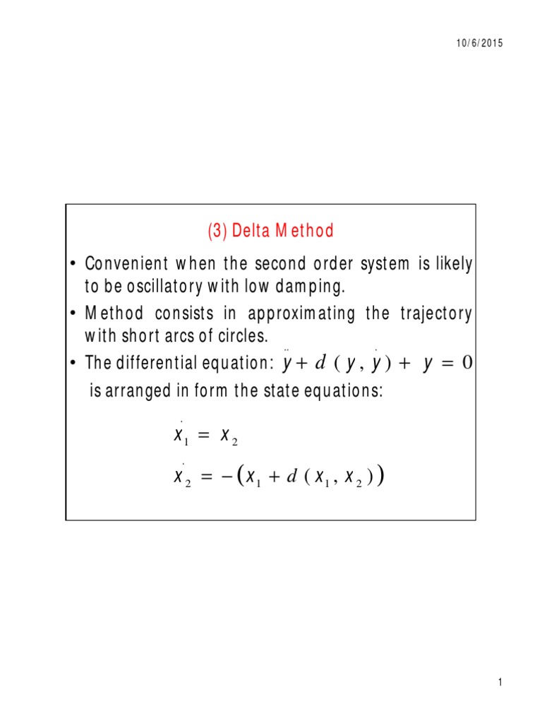 Delta Method: y y y y | PDF | Nonlinear System | Mathematical Physics
