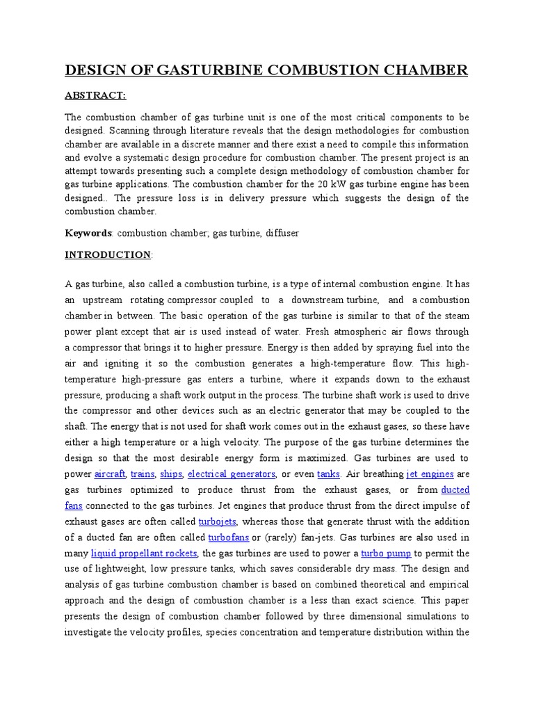 Design of Gas Turbine Combustion Chamber | PDF | Gas Turbine | Internal ...