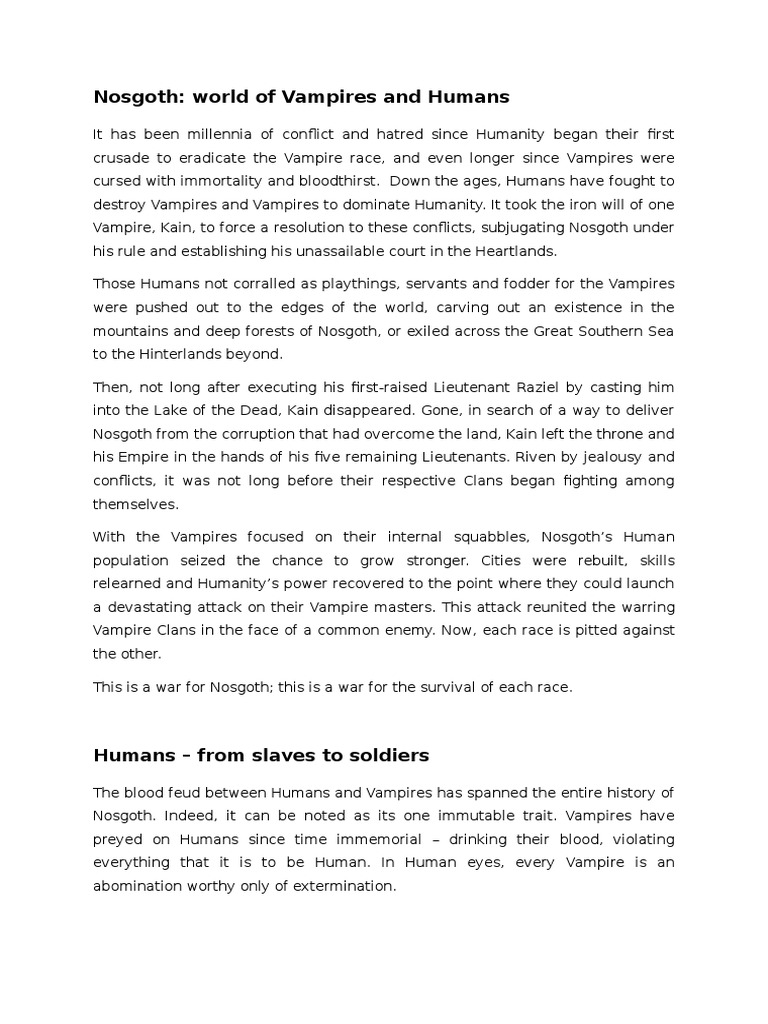 Nosgoth: Humans and Vampires Wage Eternal War | PDF | Unrest