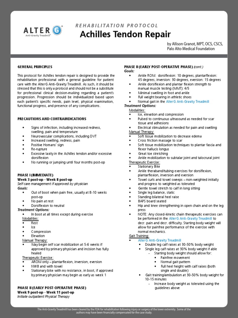 Protocol 1 Achilles Tendon Repair v5 | PDF | Human Leg | Ankle