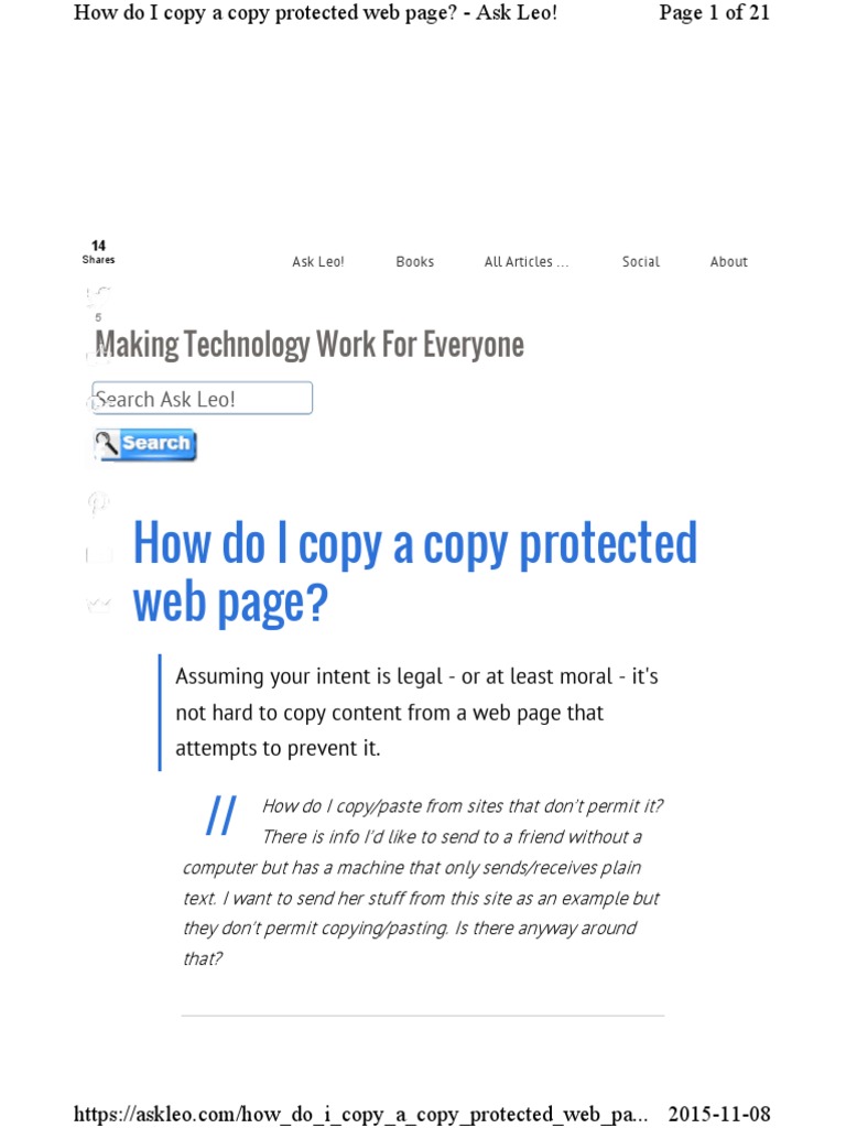 How Do I Copy Ahow Do I Copy A Copy Protected Web Page Copy Protected ...