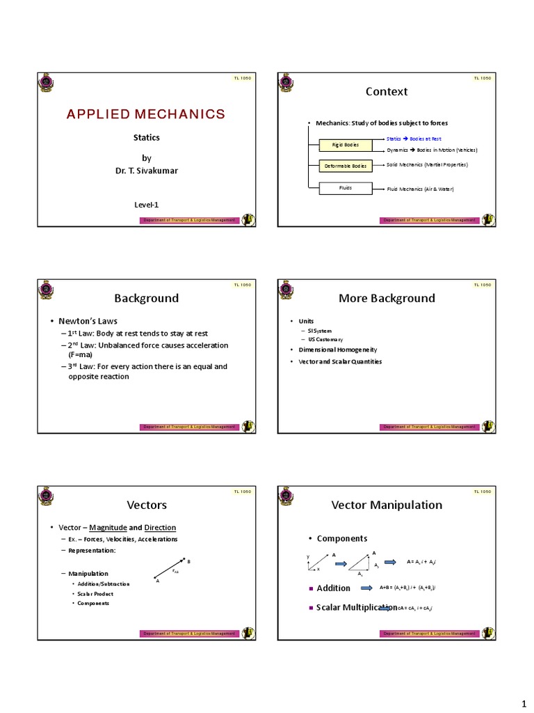 Context: Applied Mechanics Applied Mechanics | PDF | Force | Euclidean ...